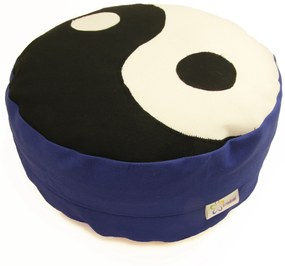S radostí - vlastní výroba Meditační sedák jin jang - modrý Velikost: ∅50 x v30 cm