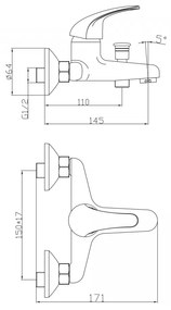 Baterie vanová, 150mm, ram. 9cm, 35mm, chrom, BALLETTO
