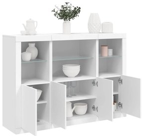 Příborníky s LED osvětlením 3 ks bílé kompozitní dřevo 3209107