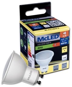 LED žárovka GU10 McLED 4,6W (35W) teplá bílá (2700K), reflektor 100° ML-312.148.87.0