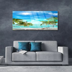 Plexisklo-obraz Tropické Palmy Hamaka Pláž 125x50 cm