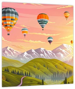 Obraz balónů nad krajinou (30x30 cm)