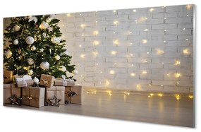 Obraz na skle Ozdoby na vánoční stromeček dárky 120x60 cm