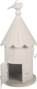 Béžová dekorace ptačí budka s ptáčky Home - Ø 19*40 cm