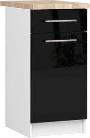 Kuchyňská skříňka Olivia S40 SZ1 bílá/černý lesk