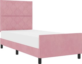 Postel s boxspringem s čelo Růžová 100 x 200 cm samet 3344992