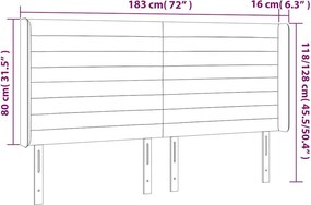 Čelo postele s LED světle šedé 183 x 16 x 118/128 cm samet 3124248