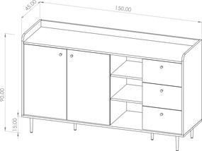 GAB Komoda NEFERTUM K2D3SZ, 150 cm