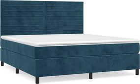Box spring postel s matrací tmavě modrá 160x200 cm samet 3143095
