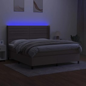 Box spring postel s matrací a LED taupe 160x200 cm textil 3138409