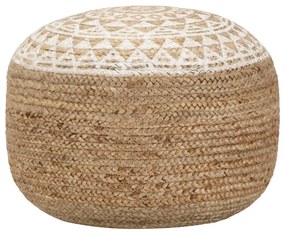 Ručně vyrobený sedací puf bílý 45 x 30 cm juta 248085