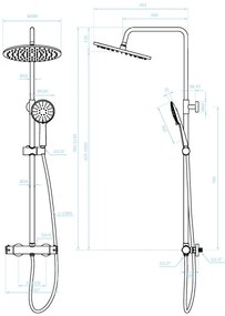 Kuchinox Boro, sprchová souprava s termostatickou baterií, černá matná, LAV-PKB_70TD