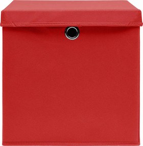 Úložné boxy s víky 4 ks 28 x 28 x 28 cm červené 325220