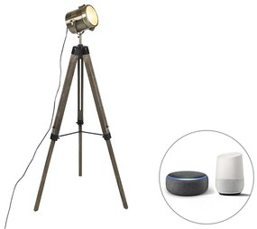 Chytrá stojací lampa stativ dřevo se studiovým reflektorem včetně WiFi B35 - Braha