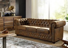 Askont R Pohovka 3M brown Chesterfield Oxford