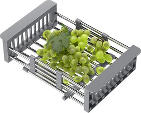 Nastavitelný košík do dřezu šedý/nerezový QUADRON