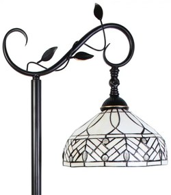 Bílá stojací Tiffany lampa kamínky a ornamenty – 36x25x152 cm
