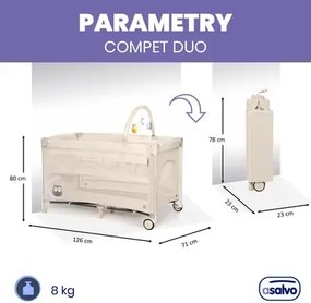 Asalvo COMPLET DUO cestovní postýlka s druhým dnem a hrazdičkou, owl