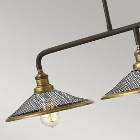 Retro lustr nad stůl Elstead RIGBY 3 bronz-mosaz 3xE27