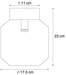 Moderní stropní svítidlo mosazné s kouřovým sklem - Stiklo