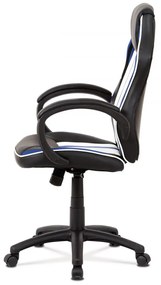 Kancelářská židle, modrá-černá ekokůže+MESH, houpací mech, kříž plast černý KA-V505 BLUE