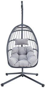 Autronic Závěsné křeslo, kov, polyratan, šedá, AZ-V1269 GREY
