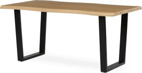Stůl jídelní, MDF deska, kovová nohy ve tvaru U, dekor divoký dub, černý matný lak (160 x 90) cm