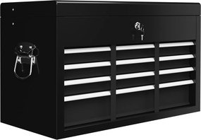 HOMCOM Box na nářadí, kufr na nářadí bez nářadí, se 6 zásuvkami, zámek, box na nářadí s rukojetí, box na nářadí, ocel, černý, 60 x 26 x 34 cm