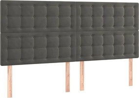 Čelo postele s LED tmavě šedé 180x5x118/128 cm samet 3122919