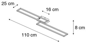 Stropní lampa obdélníková ocelová 3-stupňový stmívač - Plazas Novo