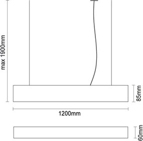 LED Lustr na lanku LED/55W/230V 3000/4000/6500K 120 cm černá