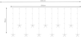 Vánoční osvětlení ISO11319 - světelný závěs 108 LEDdo okna hvězdy multikolor