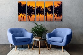 5-dílný obraz západ slunce nad palmami Varianta: 100x50