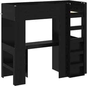 Rám patrové postele se stolem s policí Černý dub 75 x 190 cm 3410428