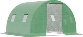 Outsunny Polytunnel skleník 3 x 3 m se 4 okny, ochrana proti mrazu pro rostliny, ocelová konstrukce, tmavě zelený | Aosom