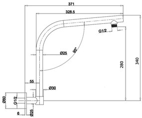 Sapho sprchové ramínko zvýšené 370 mm chrom 9005