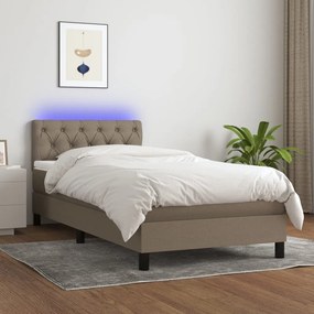 Box spring postel s matrací a LED taupe 80 x 200 cm textil 3133353
