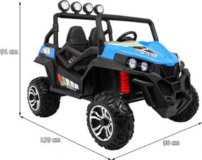 Ramiz Terénní bugina Strong pro děti modrá + pohon 4x4 + dálkové ovládání + nosič zavazadel + rádio MP3 + LED