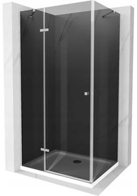 Mexen Roma sprchový kout s otočnými dveřmi 100 x 110 cm, Grafitově černá, Chromovaná + sprchová vanička Flat, Bílá - 854-100-110