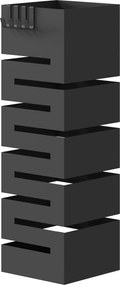 HOMCOM kovový stojan na deštníky, čtvercový držák s odnímatelnou miskou a 4 háčky, do předsíně, 15,5 x 15,5 x 49 cm, černý | Aosom