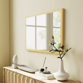 HOMCOM obdélné nástěnné zrcadlo 40 × 60 cm, rám v provedení přírodní dřevo — ideální do koupelny, obýváku nebo ložnice