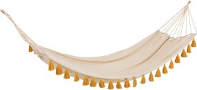 Béžová režná bavlněná hamaka se střapci Hammock - 228*130*335 cm