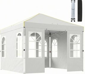Outsunny skládací altán 3x3 m Pop-up s UPF50+ 4 odnímatelné boční díly nastavitelné výšky a cestovní taška bílá