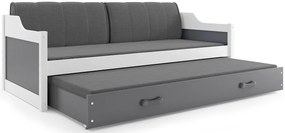 BMS Group Dětská postel s výsuvnou přistýlkou DAVID bílá Velikost postele: 190x80 cm, Barva výplní: Zelená