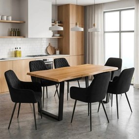 Vikio Jídelní set pro 6 osob 160x90 cm dub noha U černá židle s područkami VJS166-6C
