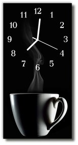 Nástěnné hodiny vertikální Kuchyně. Šálek černé kávy