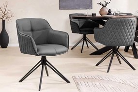 Designová otočná židle Natasha šedá kůže
