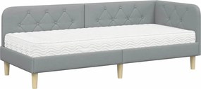 Rohový rám postele Světle šedá 80 x 200 cm textil 3394101