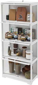 HOMCOM 4-patrový vitrínový kabinet s skládacími akrylovými dveřmi, protiskluzovým vitrinou pro studovnu, ložnici a kancelář 59x30x139 cm Bílá