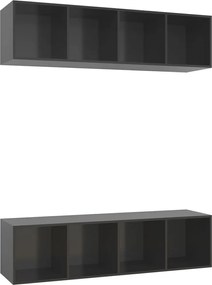 vidaXL Nástěnné TV skříňky 2 ks dřevotříska [3079782] Barva: černá s vysokým leskem